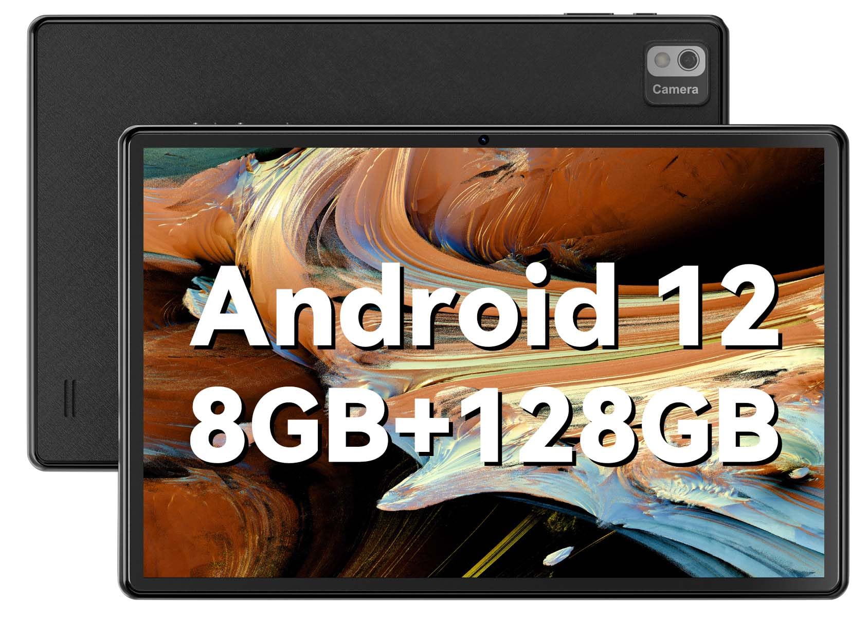 SGIN 10 Inch Tablet, 8GB RAM 128GB ROM Android 12 Tablets Computer with MTK Octa-Core 2.0Ghz Processor, 1280 * 800 Pixel HD IPS Display, 5MP+8MP Dual Camera, GPS, WiFi, Bluetooth 5.0, 6000mAh, Black
