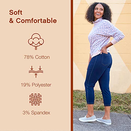 No nonsense Women's Stretch Denim Legging, Dark Denim, Large, NG1720