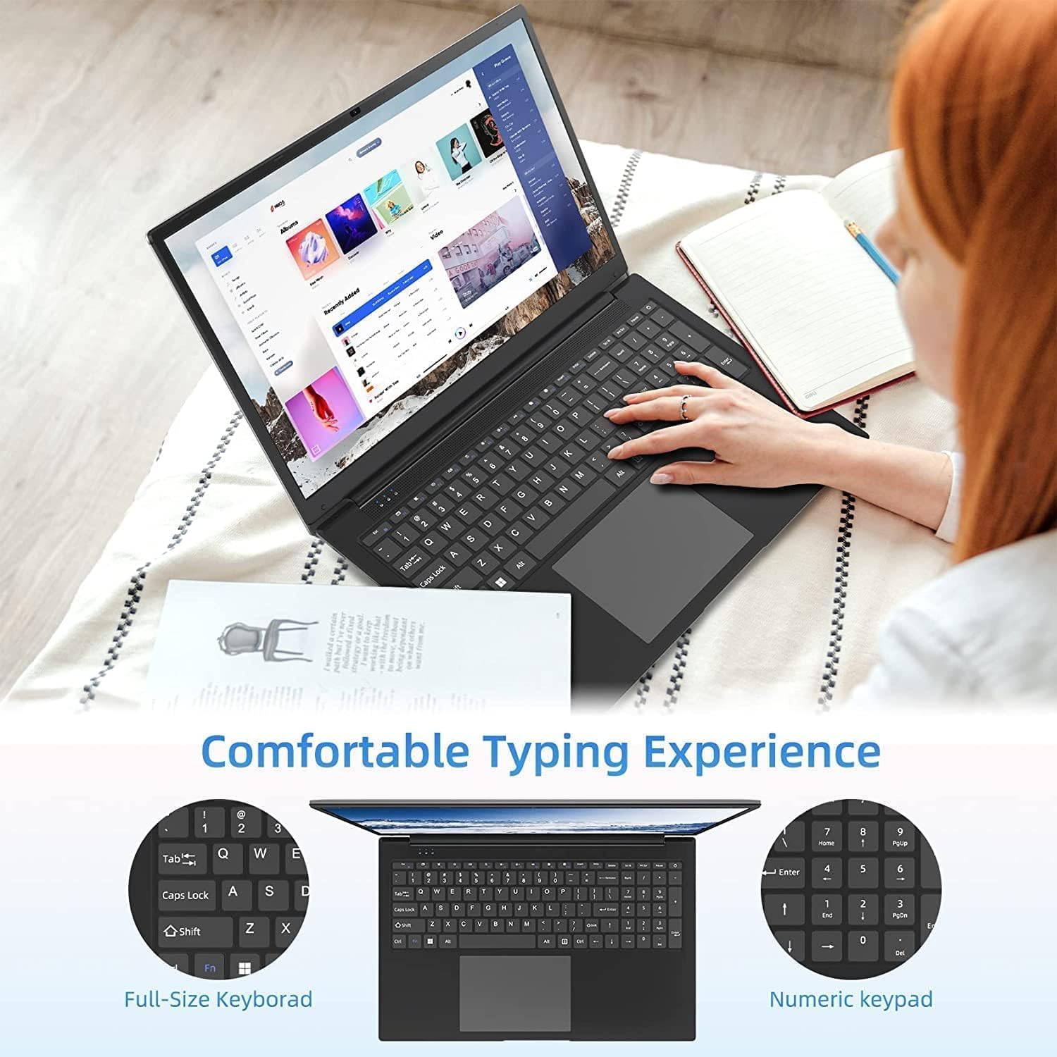 SGIN 15.6 Inch Display Home Laptop, 4GB DDR4 RAM+128GB SSD Laptops with Intel Celeron Quad Core Processor, Intel UHD Graphics 600, Mini HDMI, WiFi, Bluetooth 4.2, USB3.0
