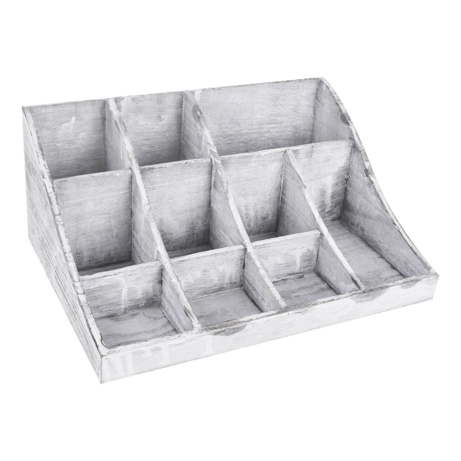 Vencer Wooden Coffee Station Organizer with 10 Compartment Condiment Holder,Farmhouse Coffee and Tea Bar Decor for Home,VTO-020