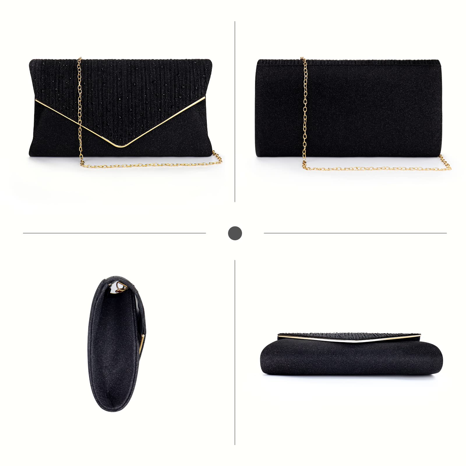 Whale Power Women's Clutch Purses Envelope Evening Handbag Bridal Prom Party Purse Black