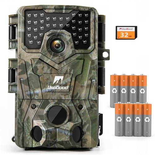usogood Trail Camera 36MP 4K 30fps Game Camera with Night Vision Motion Activated IP66 Waterproof, 65ft 120° Wide Angle Detection Hunting Camera, for Outdoor Garden Backyard Wildlife Monitoring