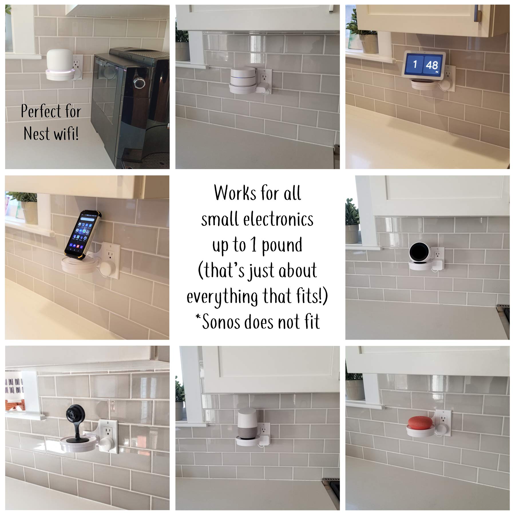 The Google Home Hub Nest Hub [Gen 1 and Gen 2] Mount for Electrical Outlets. Full Swivel. Installs in Seconds. Hidden Cord Storage. Award Winning Design. Works on All Vertical Outlets.