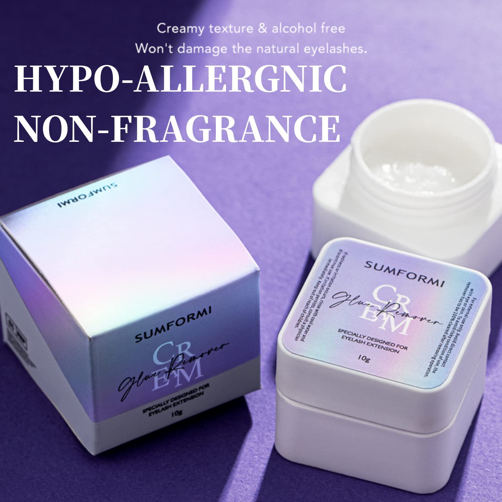 SUMFORMI Eyelash Extension Remover Cream Lash Remover 30-60s Fast and Safe Dissolve -10g Lash Glue Remover Cream Low Irritation Cream for Sensitive Skin Professional Use Only Eyelash Remover