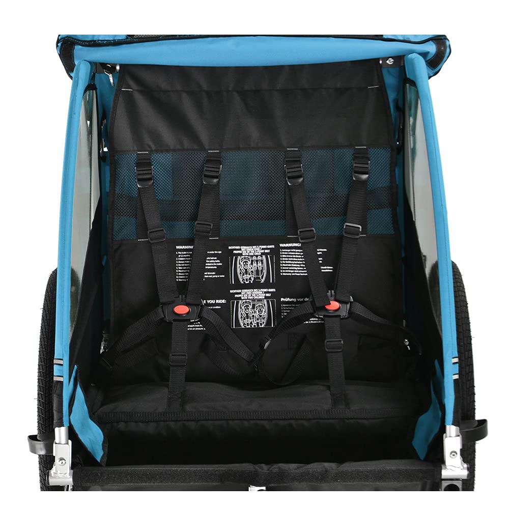 Veelar Bike Trailer & Stroller 2 in 1 Double Seat for Toddlers, Kids, Child Bicycle Carrier Jogger (Green/Black)