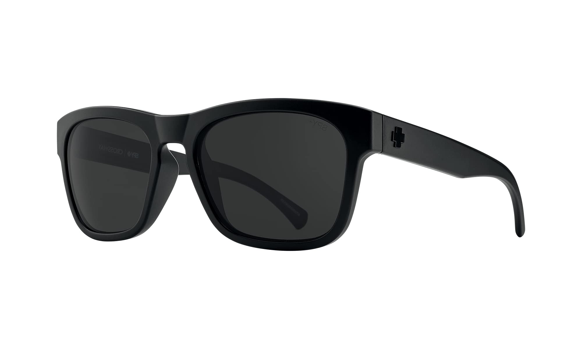SPY Crossway 6700000000116 57 MM Matte Black/Gray Polarized Square Sunglasses for Men for Women + BUNDLE with Designer iWear Eyewear Kit