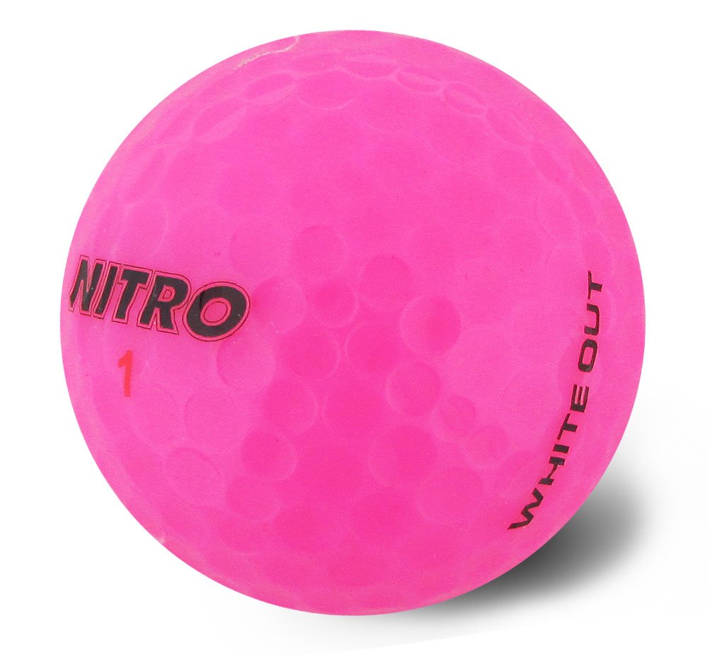 Nitro Long Distance Peak Performance Golf Balls (15PK) All Levels White Out 70 Compression High Velocity White Hot Core Long Distance Golf Balls USGA Approved-Total of 15-Hot Pink