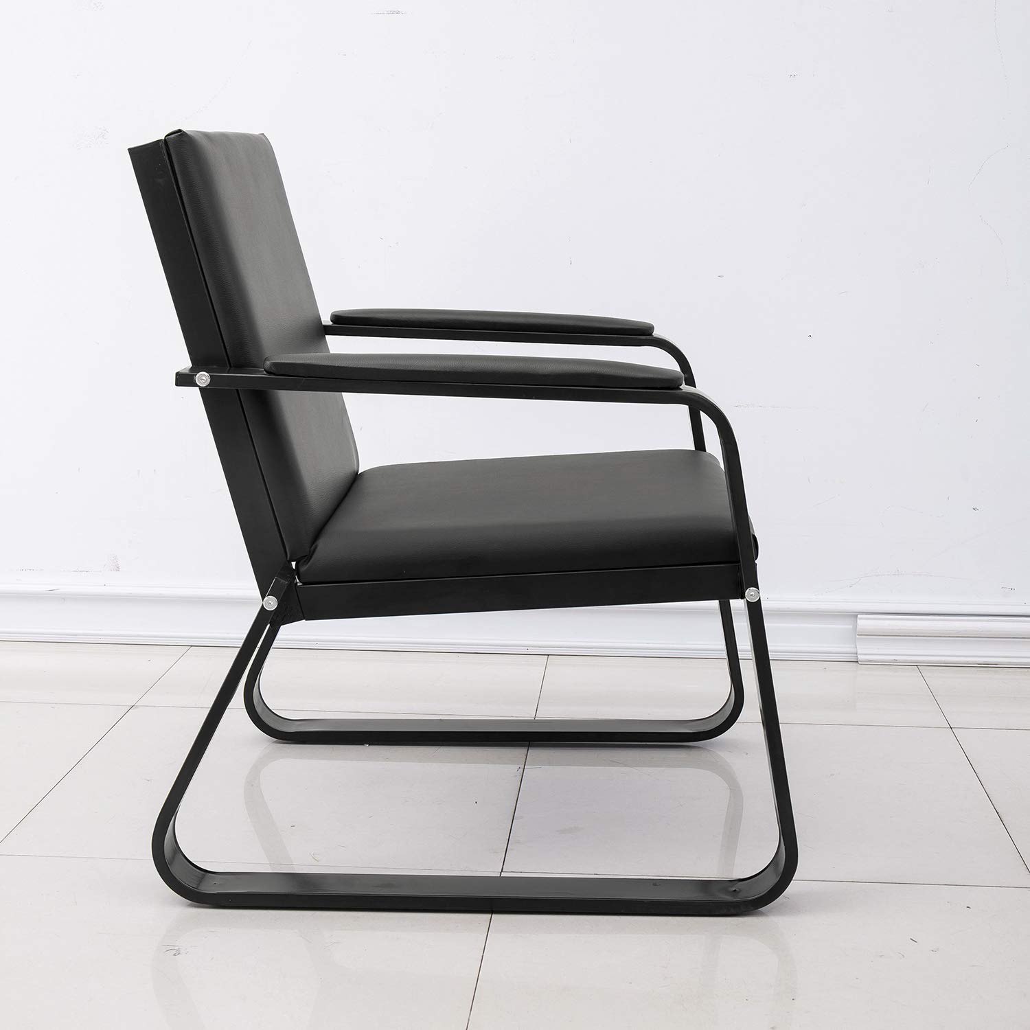 walnest 3PCS 5 Seats Office Reception Chair Set PU Leather Waiting Room Bench Visitor Guest Sofa Airport Clinic 2x1-seat and 1x3-seat