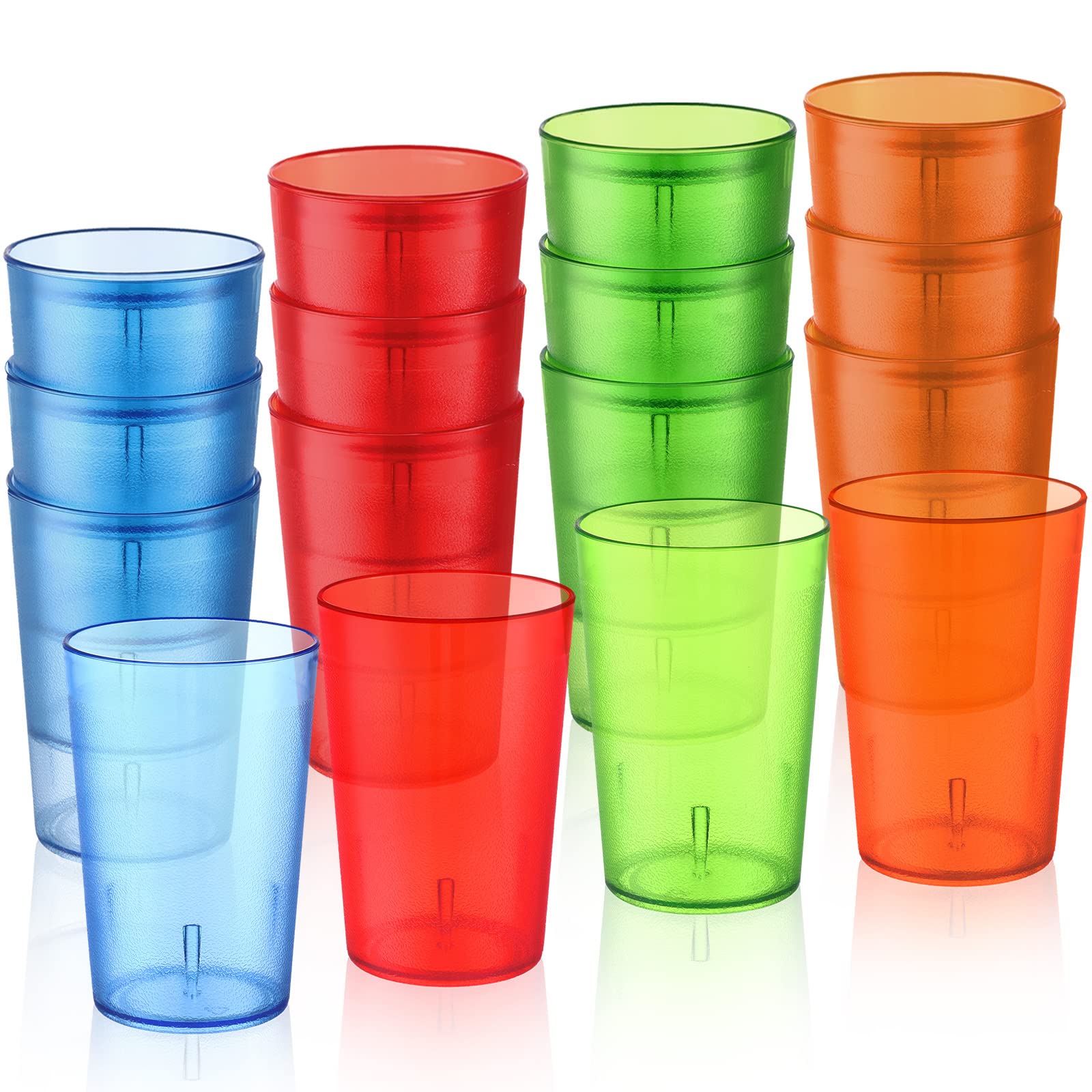 Sumind 48 Pack Acrylic 8 oz Restaurant Style Water Tumblers Plastic Drinking Glasses Stackable Iced Tea Tumblers Reusable Beverage Cups with Texture Anti Slip Break Resistant for Kitchen,4 Colors