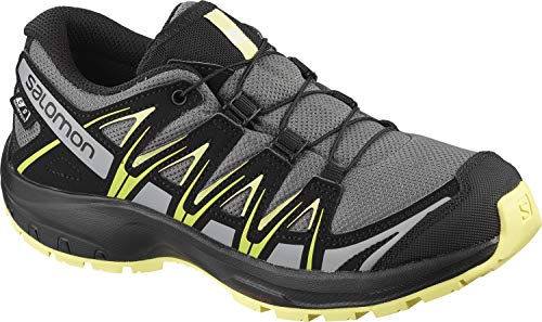 Salomon Kids XA PRO 3D CLIMASALOMON Waterproof Trail Running Shoes, Gargoyle/Black/Charlock, 13 US Unisex Little