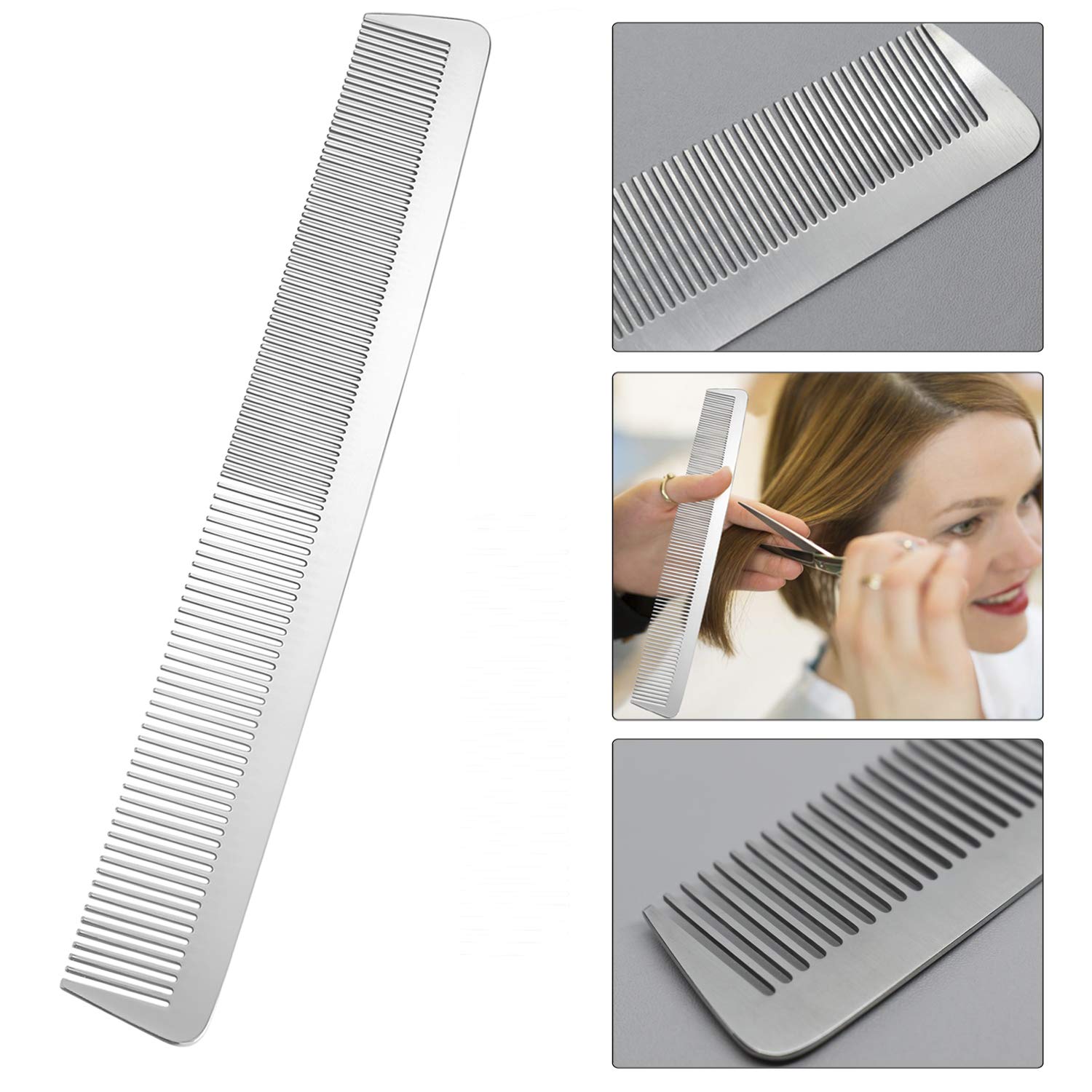 Rhamii 3PCS Metal Comb Set Anti-Static Gold Hair Comb For Men and Women Stainless Steel Cutting Combs