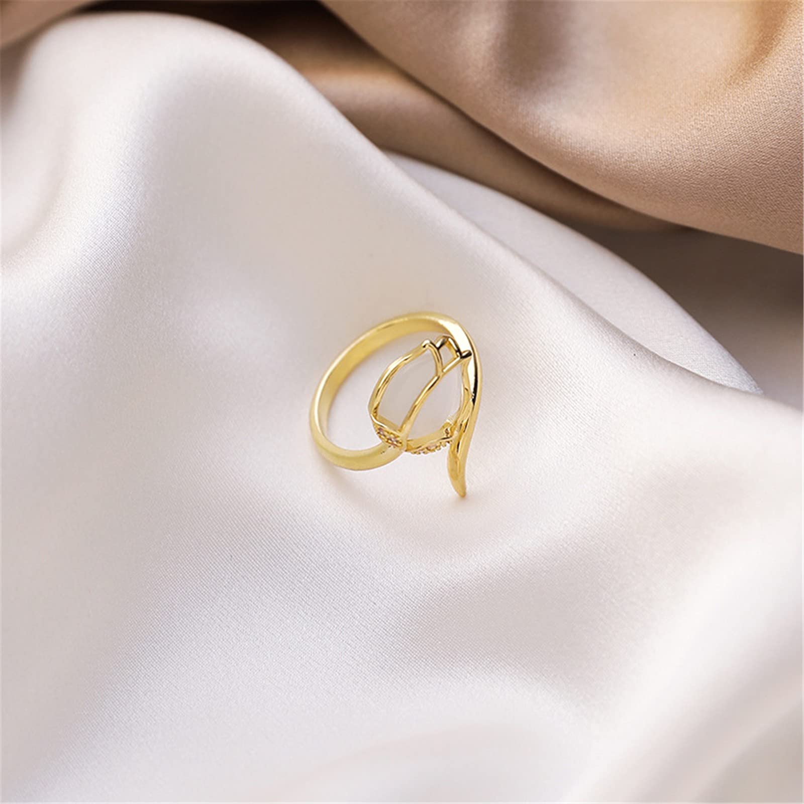 Wedding Rings Open The Design Personality Ring Flowers Opal N-iche T-ulip Fashion Rings Beautiful (as Show, One Size)