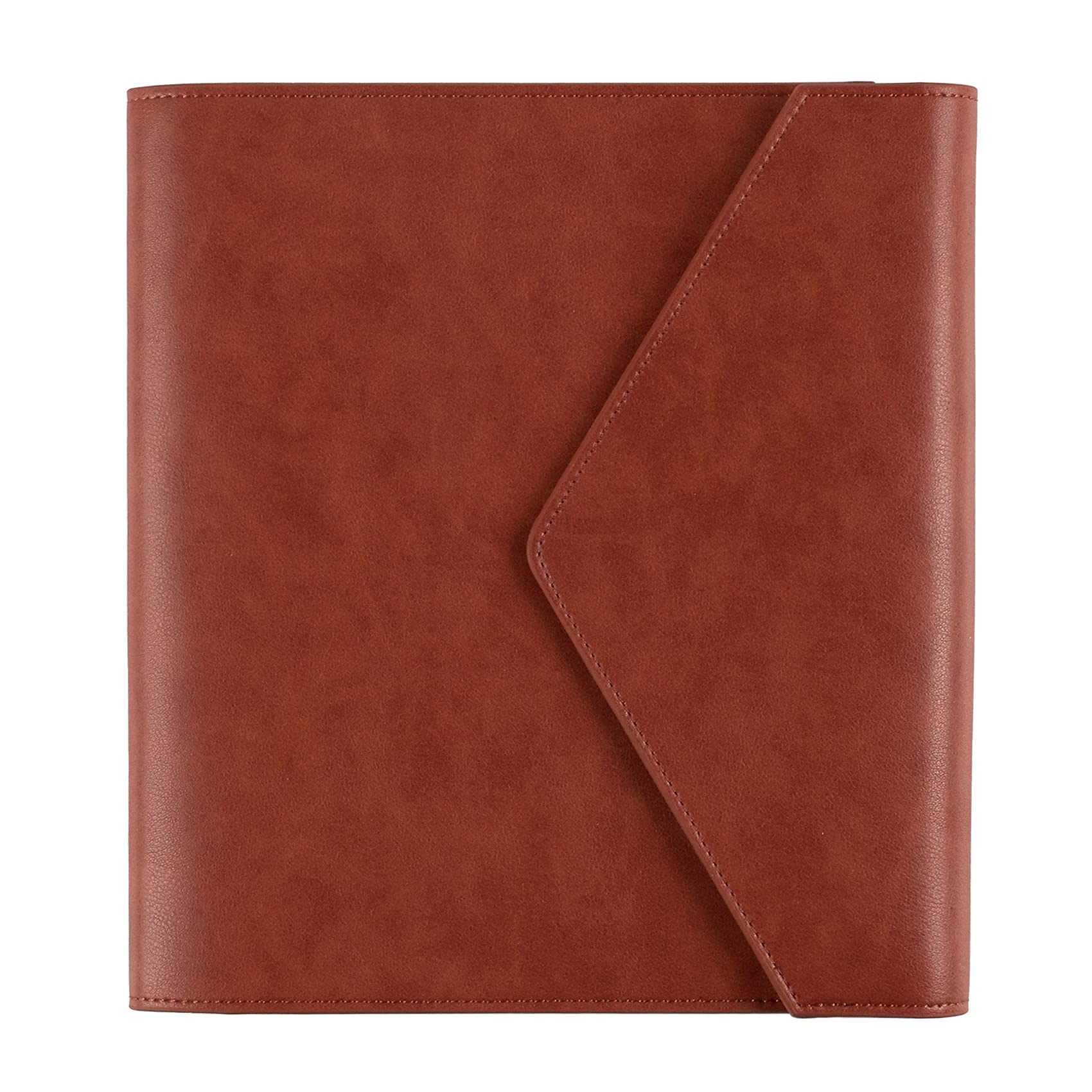 Vegan Leather Folio - Camel. Personal Organizer with 5 Pockets for Cards, Phone and Notepad and 1 Pen Loop. Secure Magnetic Flap Closure. Fits most 7" x 9" Planners and Notebooks by Erin Condren.