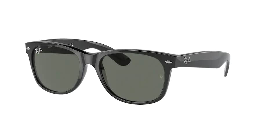 Ray-Ban RB2132 NEW WAYFARER Square Sunglasses For Men For Women + BUNDLE with Designer iWear Eyewear Kit (Matte Black on Opal Ice/Crystal Lens Light Grey Gradient Dark Grey)