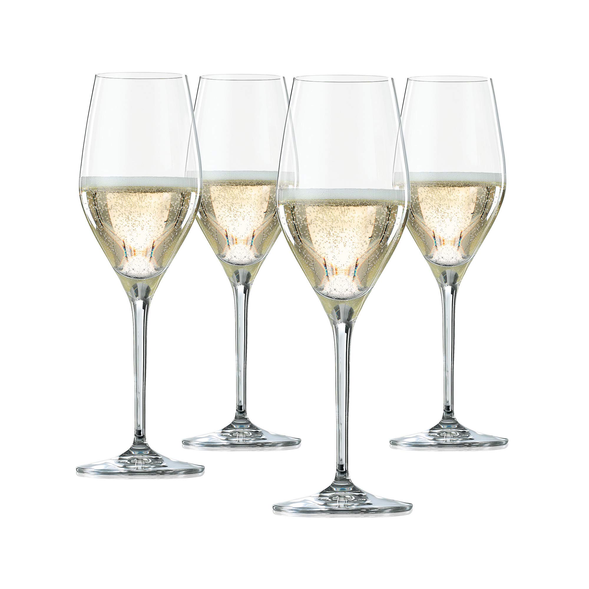 Spiegelau Prosecco Wine Glasses Set of 4 - European-Made Crystal, Classic Stemmed, Dishwasher Safe, Professional Quality Wine Glass Gift Set - 9.1 oz