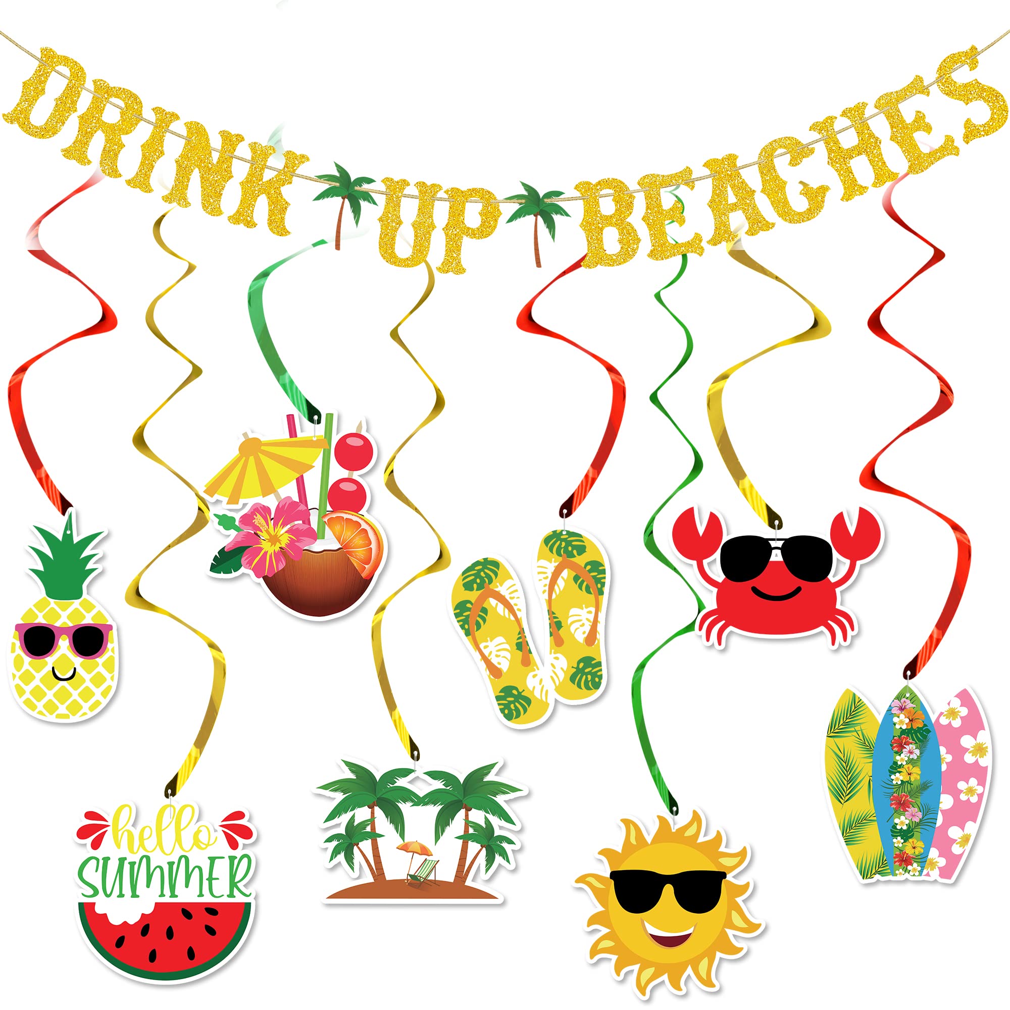 Summer Beaches Party Decorations Supplies - NO DIY- Summer Beaches Banner Decoration Hanging Swirls - Hawaii Summer Beach Themed Birthday Baby Shower Party Hanging Decorations