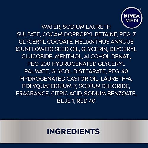 Nivea Men Cool Body Wash with Icy Menthol, Scented Body Wash for Men, Free of Parabens, Phthalates and Microplastic Particles, 3 Pack of 16.9 Fl Oz Bottles