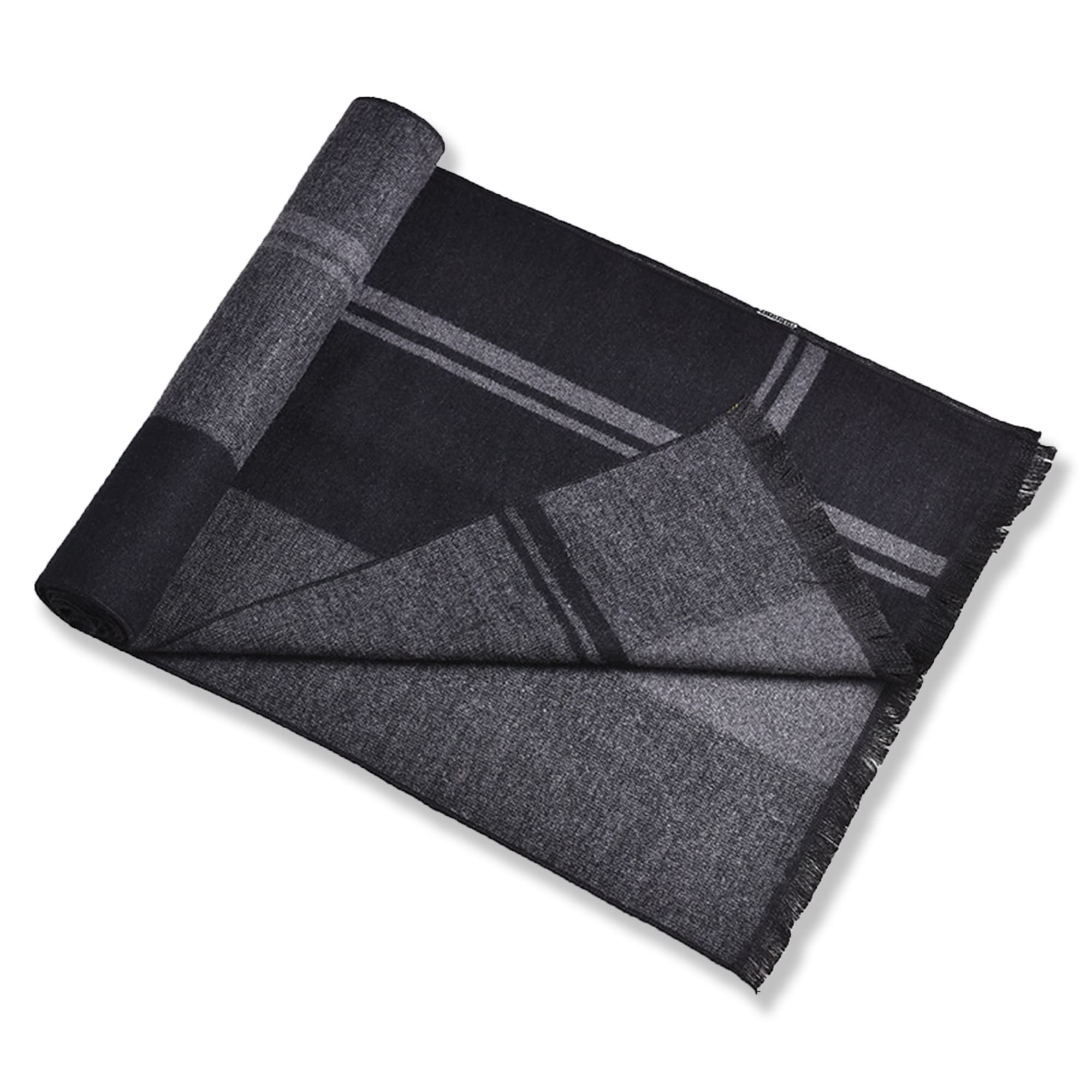 UTTPLL Cashmere Feel Men Scarf Plaid Super Soft Warm Winter Long Cotton Scarves Tassel Scarf Black One Size