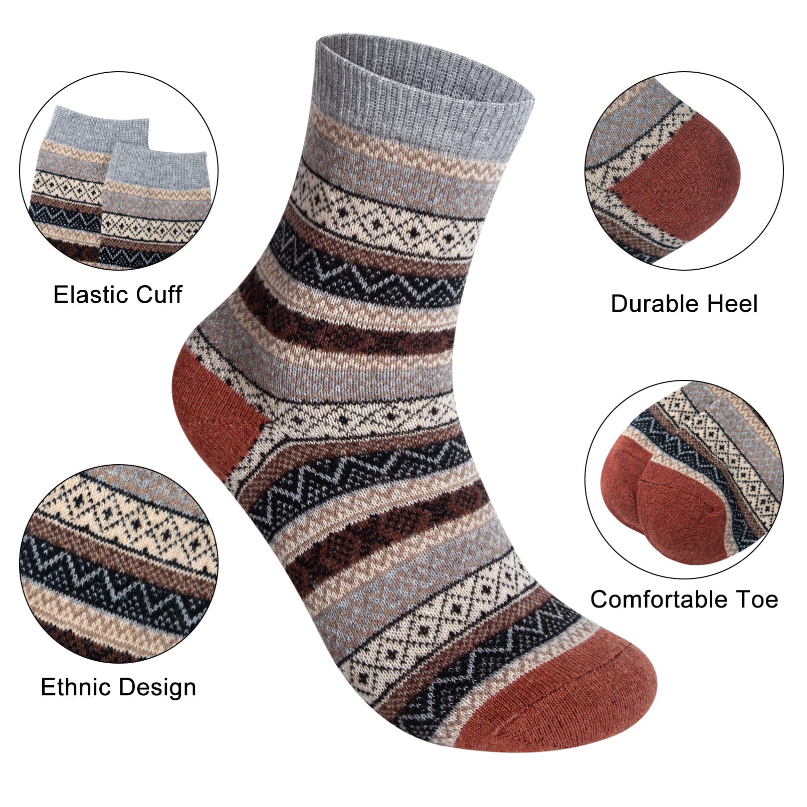 Womens Super Thick Wool Socks Winter Warm Soft Knit Comfy Cozy Crew Boot Socks Gifts, 3 Pack,Purple/pink/dark grey