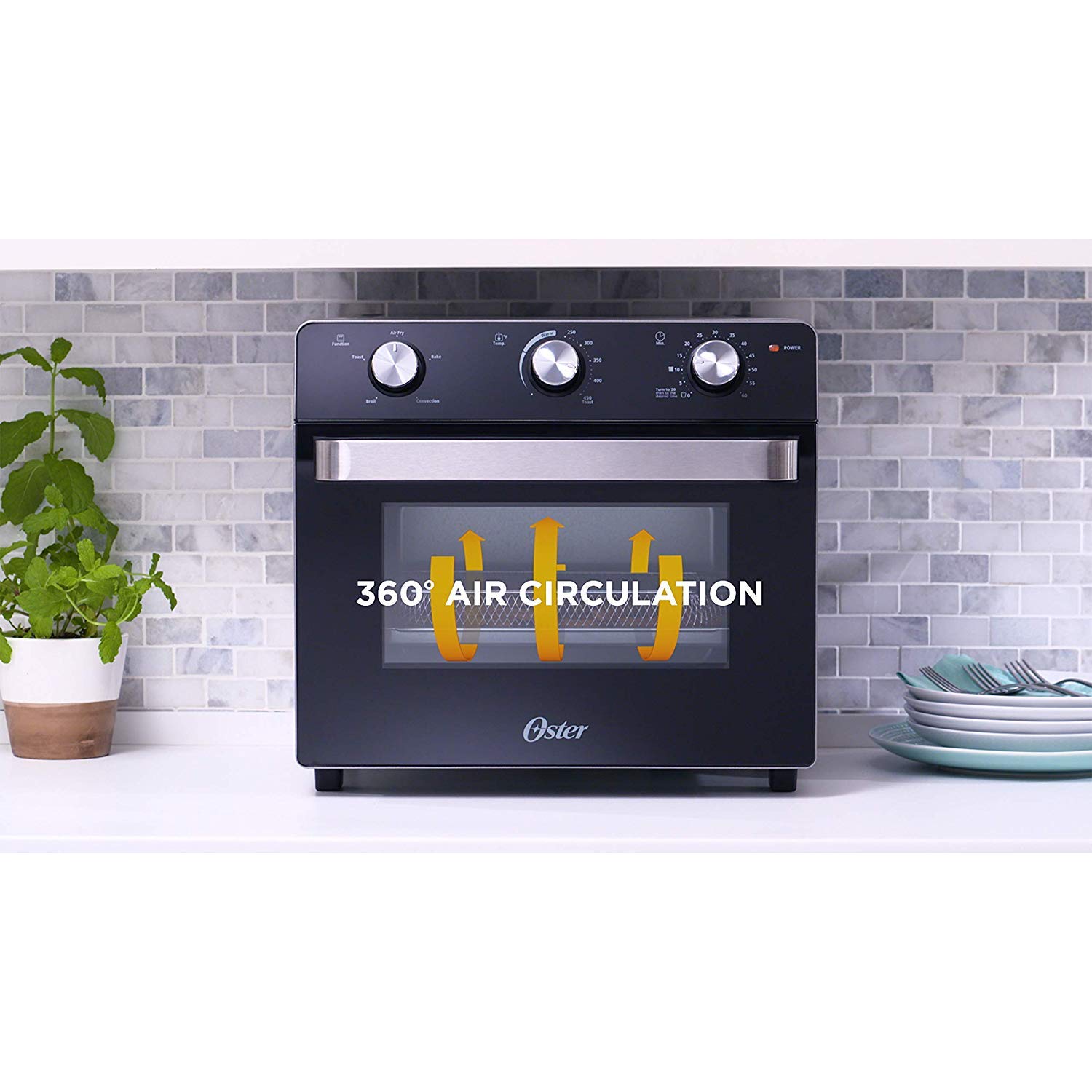 Oster 31160846 Countertop Toaster Oven with Air Fryer 22L 4 Slice in Black