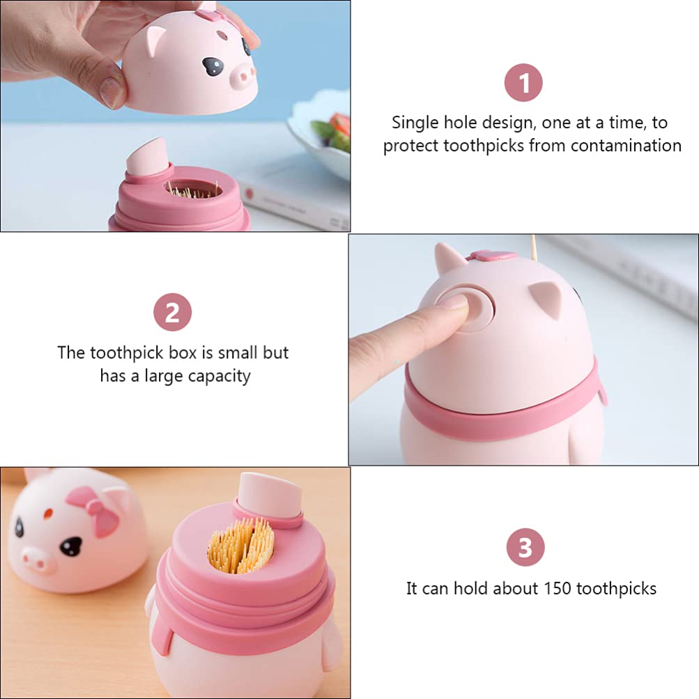 VORCOOL Automatic Toothpick Dispenser Cute Pig Shape Pop- Up Toothpick Holder Plastic Fruit Pick Storage Box Container for Home Kitchen Restaurant1