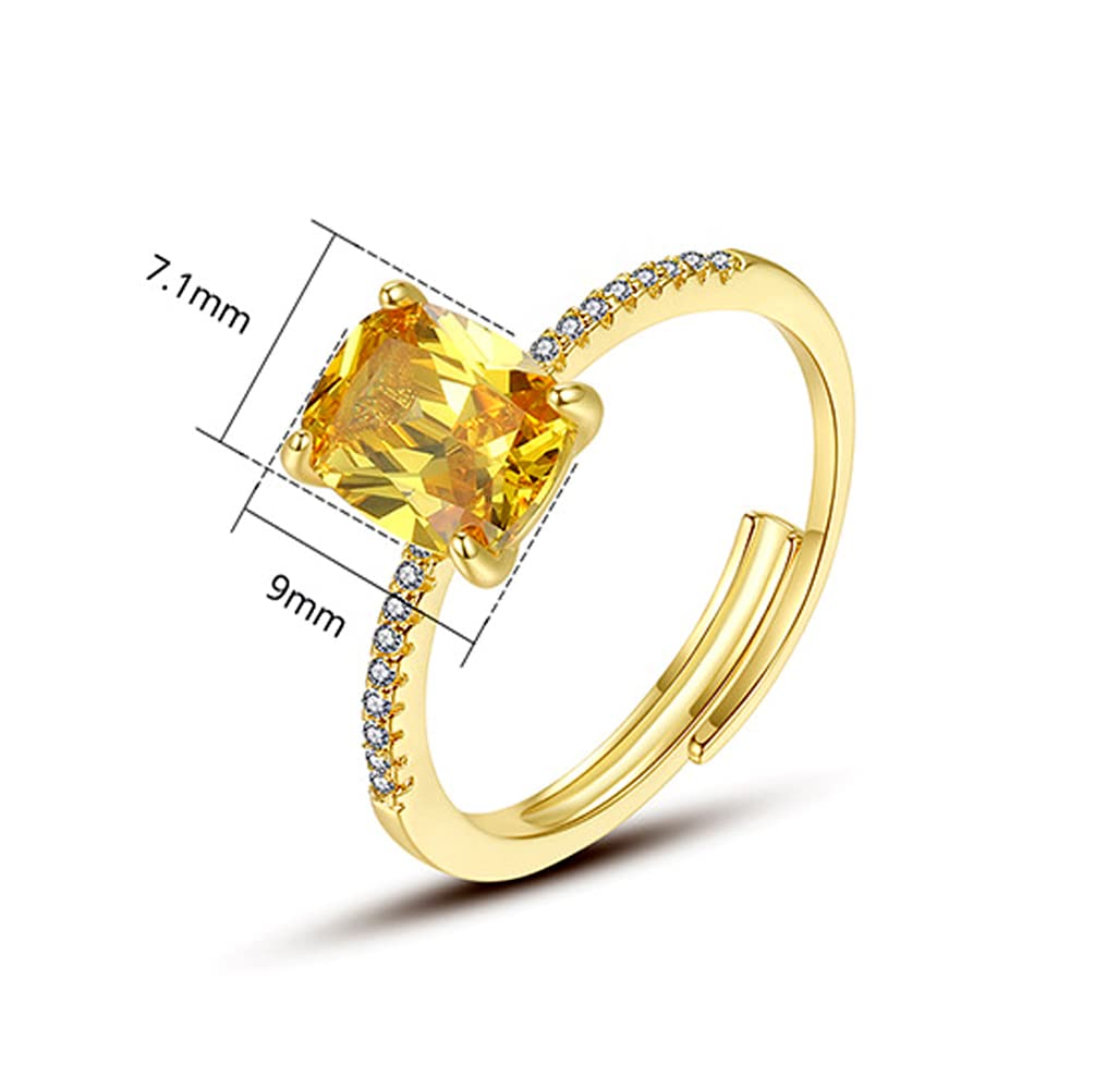 Velamnia Band Ring for Women Blue/Green/Yellow Cubic Zirconia Adjustable Engagement Wedding Statement Rings Eternity Ring (Blue)