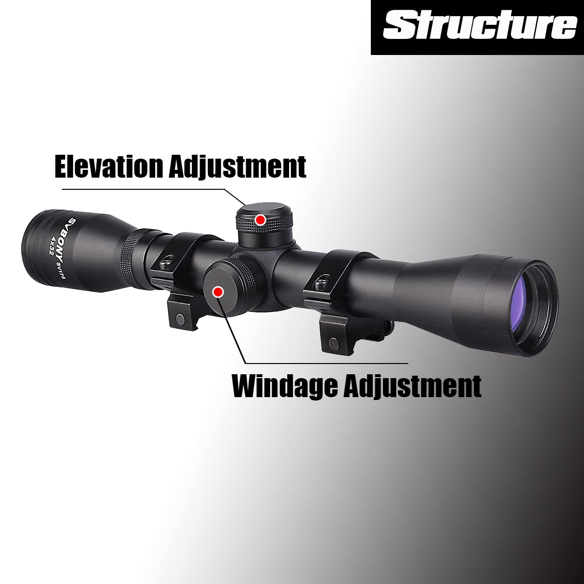 SVBONY SV175 Rifle Scope 4x32, Crosshair Reticle, Long Eye Relief Rifle Scope, Anti-scratch Layer Design, 20mm Free Mounts and Scope Cover Included