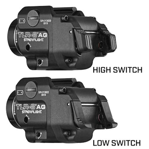Streamlight 69434 TLR-8A G Flex 500-Lumen Low Profile Pistol Light with Integrated Green Aiming Laser for Select Handguns, Includes Rear Switches, Mounting Kit, and Keys, Black