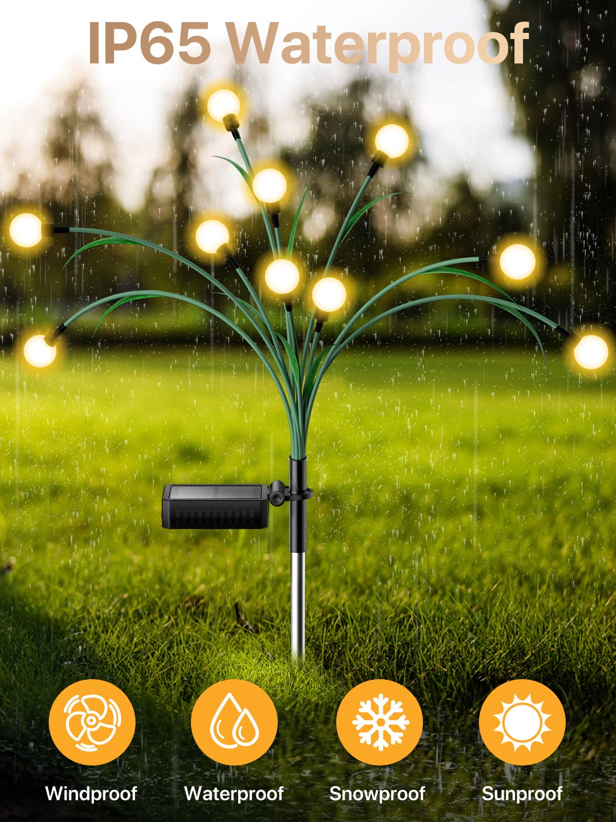 ONTROAD Solar Lights, New Upgraded Leaf Design 40 LED Solar Garden Lights Outdoor Solar Lights for Yard Patio Accessories, Warm White (4 Pack)