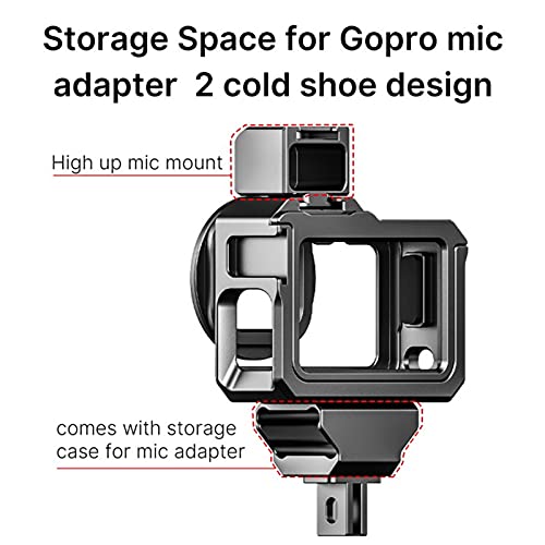 Velaurs 9‑4 Camera Cage Dual Cold Shoe, G9‑4 Action Camera Cage for GoPr 9 for Women Men