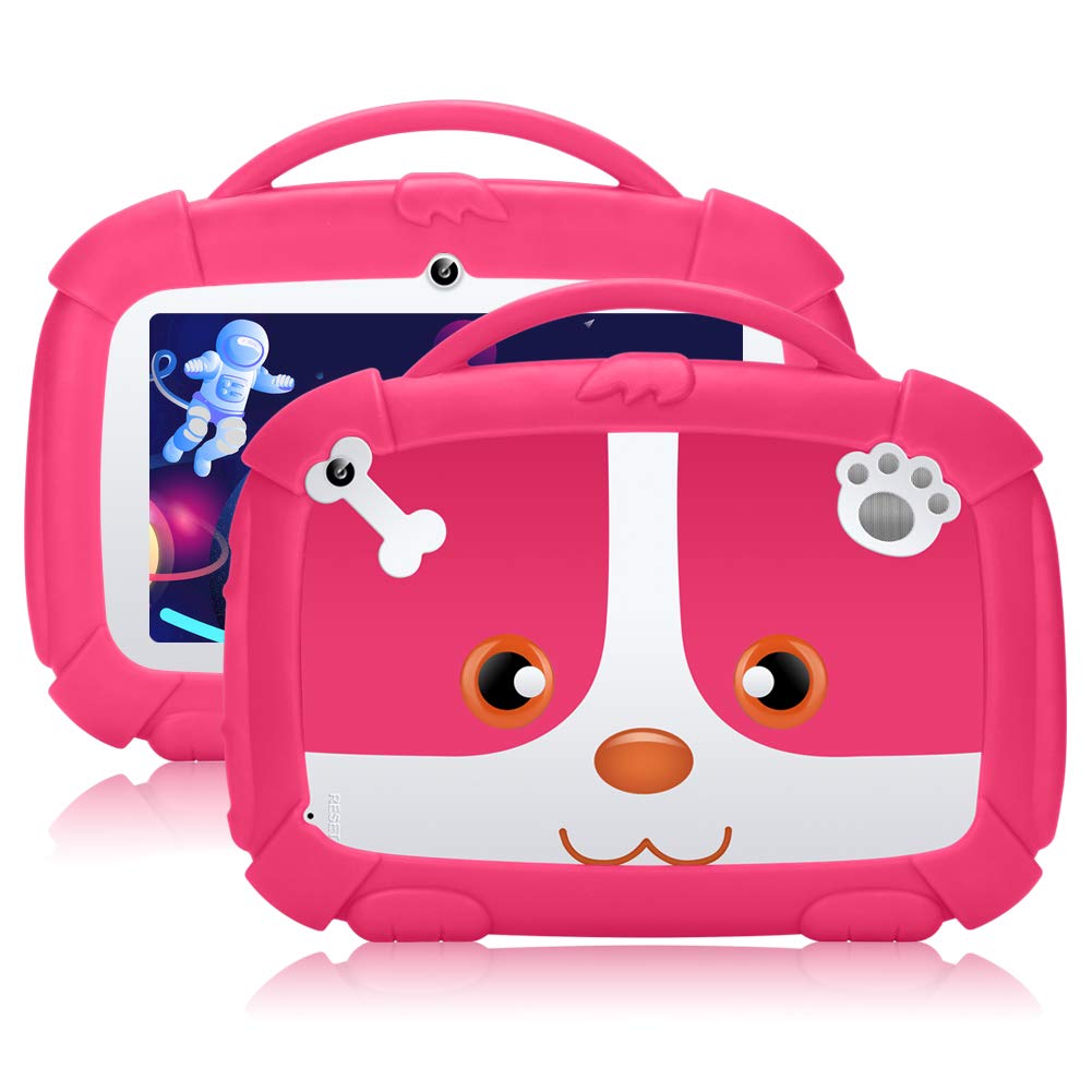 Padgene Kids Tablet 7 Inch,Android 9.0 Parental Control Kids Mode Pre-Installed WiFi Tablet Learning Games Camera IPS HD Display 1 GB+16GB with Kid-Proof Case (7 Inch, Pink)