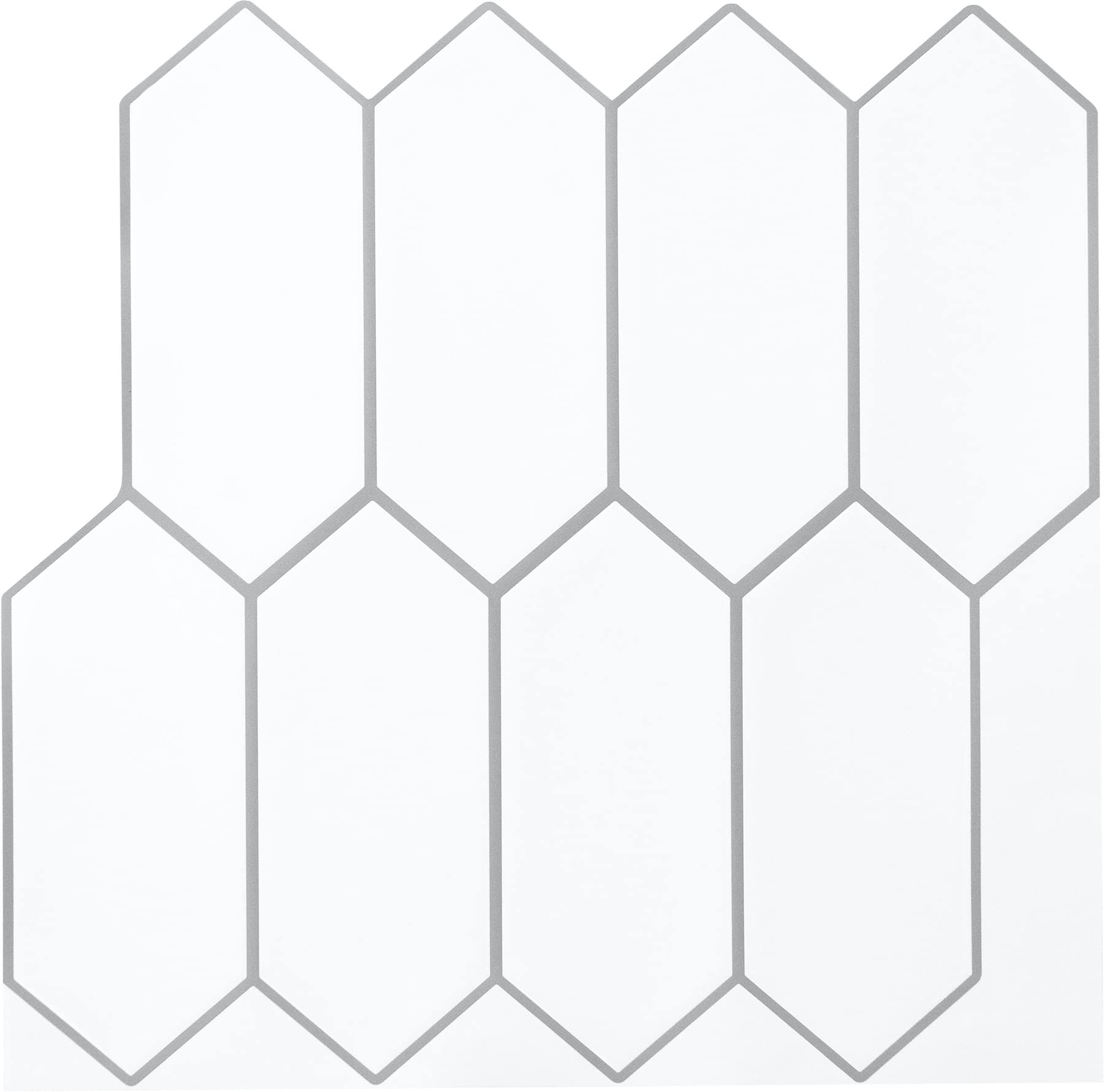 WallPops NH3972 Rhombus Backsplash Tile, White & Off-White 10 inch x 10 inch