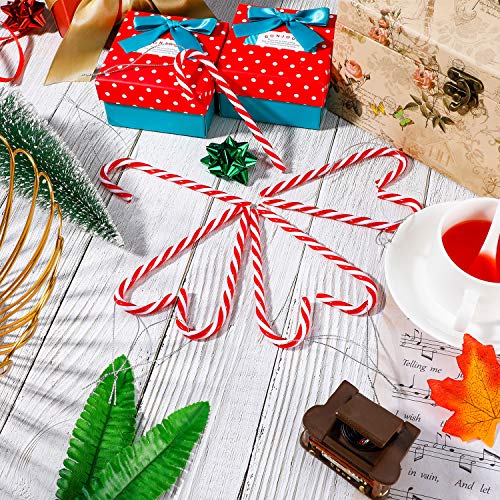 Skylety 50 Piece Christmas Crutch Plastic Candy Cane Hanging Ornaments Christmas Cane Accessories Hanging with Rope for Christmas Party
