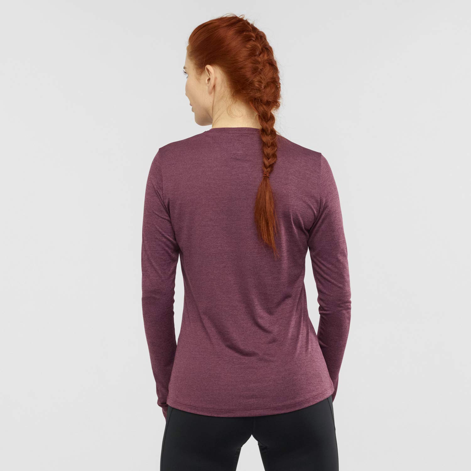 Salomon Women's Standard Agile Long Sleeve Running Tee, Mauve Wine/Winetasting/Heather, X-Large