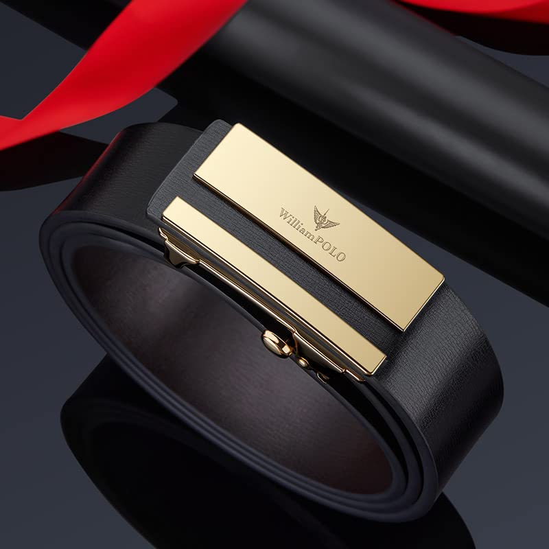 VANNANBA Belt Men Leather Ratchet Business Casual, Dress Slide Belt for men Automatic Buckle,with Gift Box
