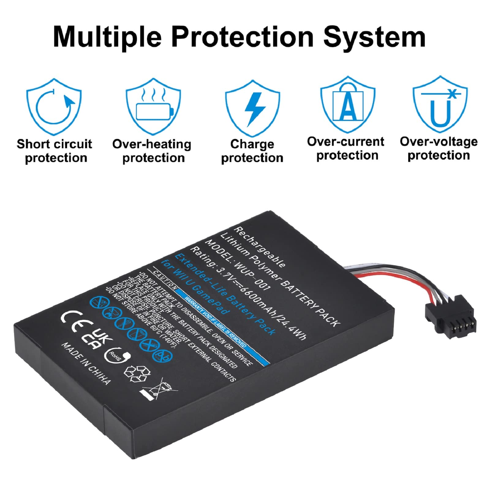 Uwayor Wii U Gamepad Battery, 2000mAh Rechargeable Battery for Nintendo Wii U Gamepad WUP-010 WUP-012 Battery with Screwdriver
