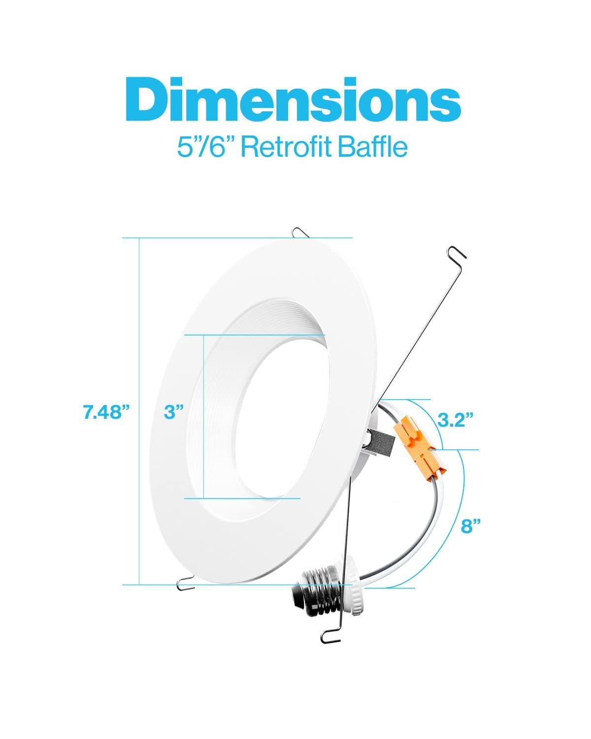 Sunco Lighting 2 Pack Retrofit LED Recessed Lighting 6 Inch, 2700K Soft White, Dimmable Can Lights, Baffle Trim, 13W=75W, 965 LM, Damp Rated - Energy Star