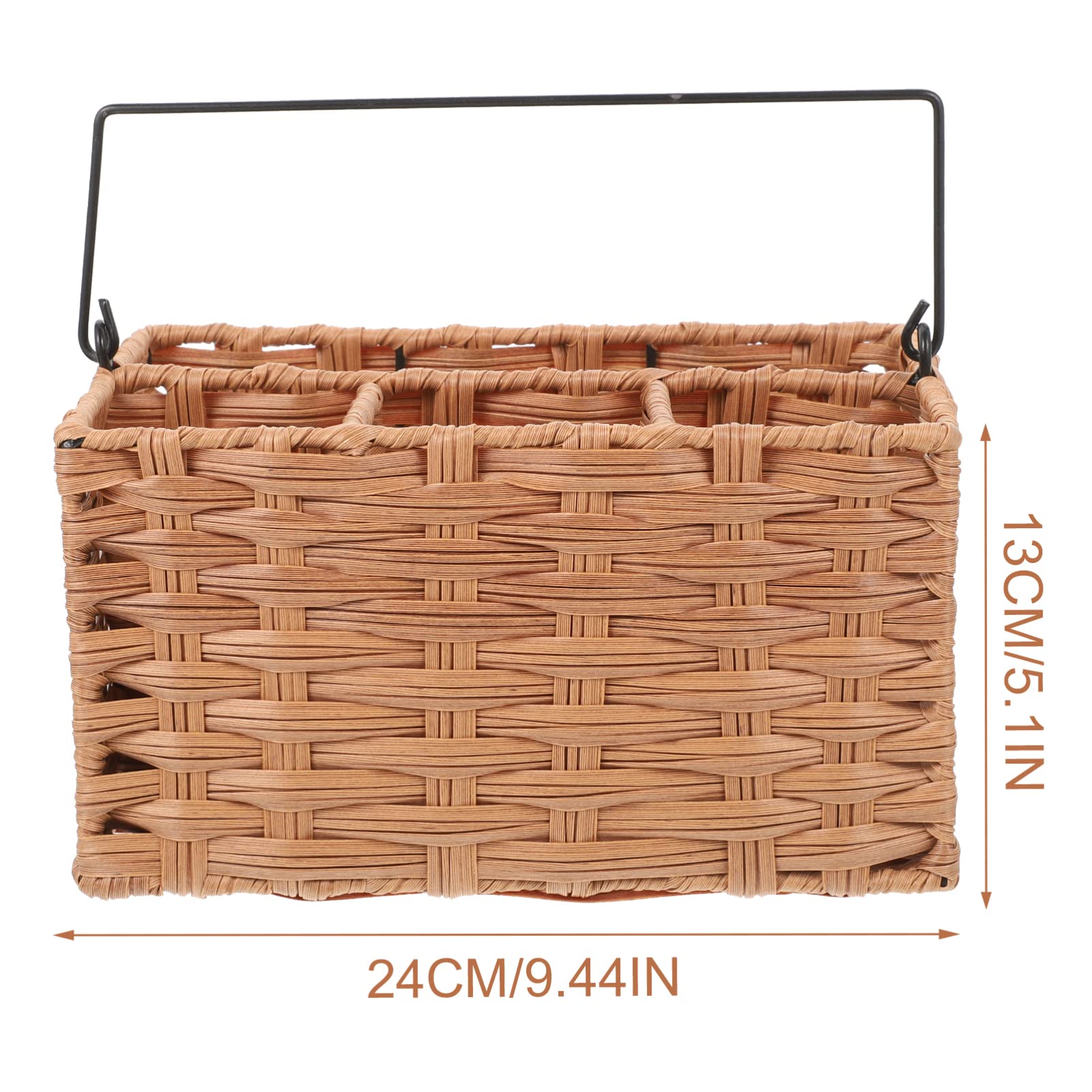 Zerodeko Utensil Basket Utensil Holder Cutlery Storage Basket Make up Iron Woven Basket Cutlery Holder Seagrass Baskets