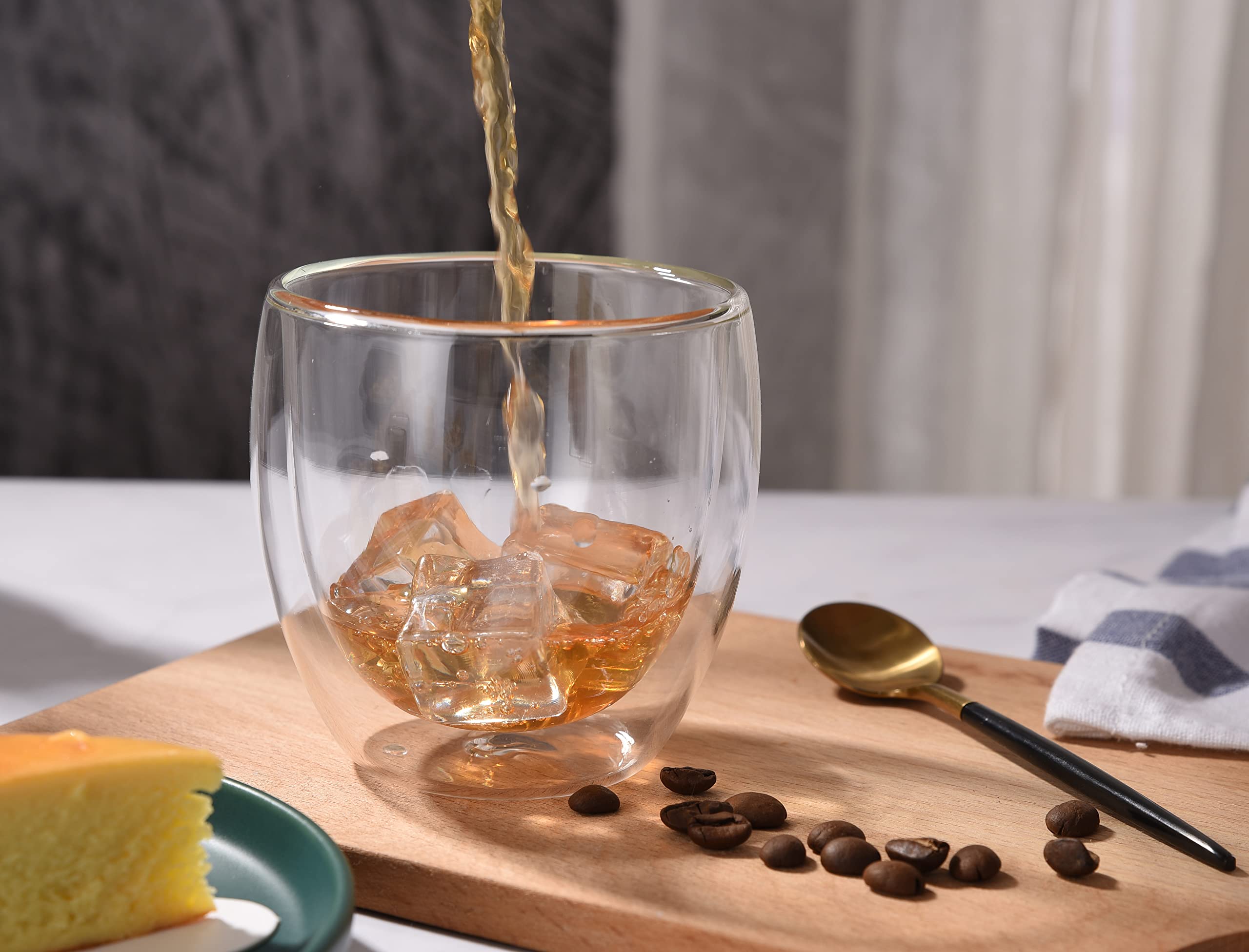 SAPHALTON Double Wall Glass Coffee Mugs without Handle, 2.5 oz /8.5 oz /11.8oz Tea Cups, Clear Glass Drinkware for Espresso,Cappuccino, Latte,Hot Beverages (2.5 OZ)