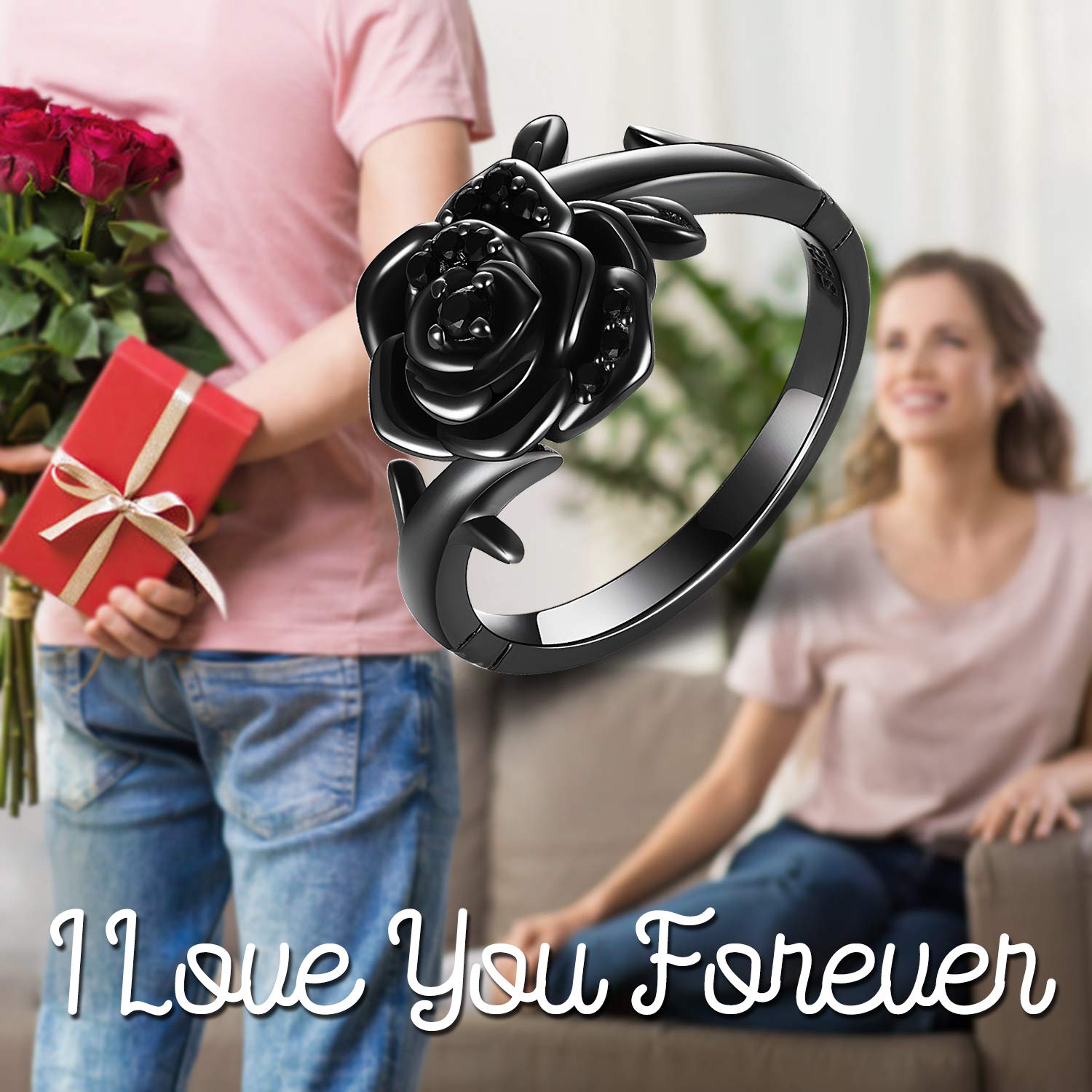 VENACOLY Rose Flower Ring for Women S925 Sterling Silver Thumb Ring Jewelry Gifts (9)
