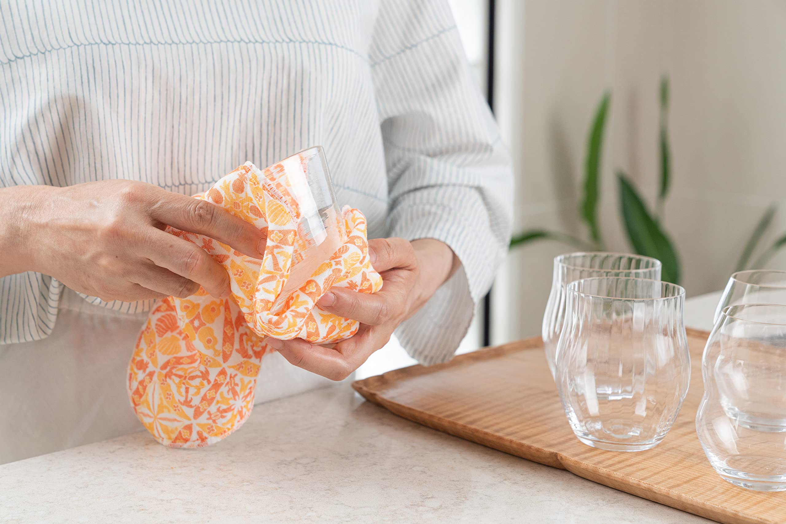 Shirayuki Japanese Kitchen Cloth KYO-YUZEN Hawaian. Set of 3. Made Layered Fine Mesh Cloth. Dish Wipe, Table Wipe, Hand Wipe. Made in Japan (Hawaian Set)