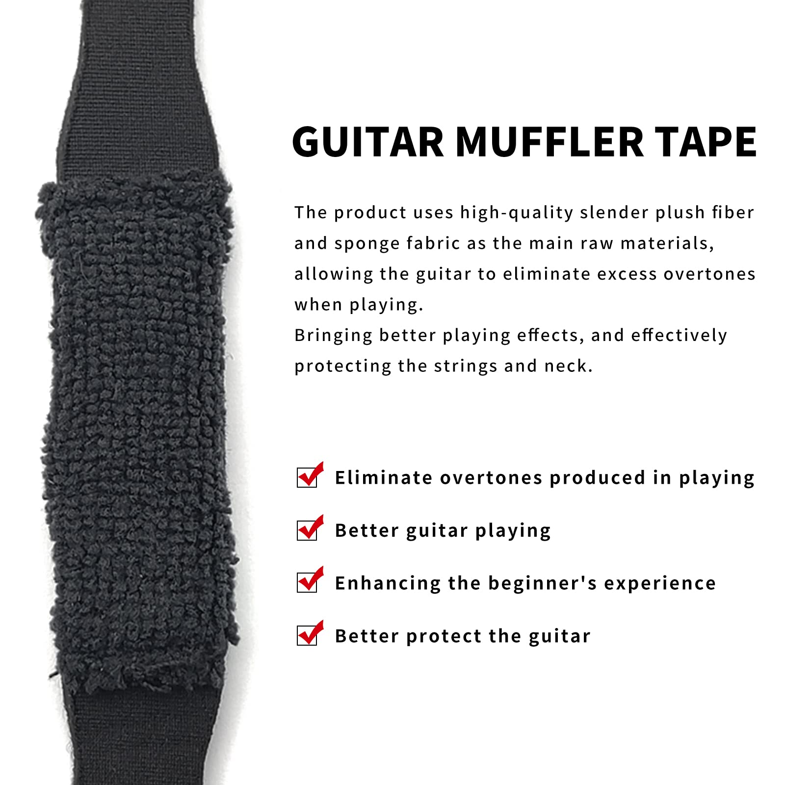 SAPHUE 2PCS Guitar String Mute Damper,Guitar String Cover Tape, Adjustable Bass Mute, Fingerboard Mute Tape, Musical Instrument Accessories(Black)