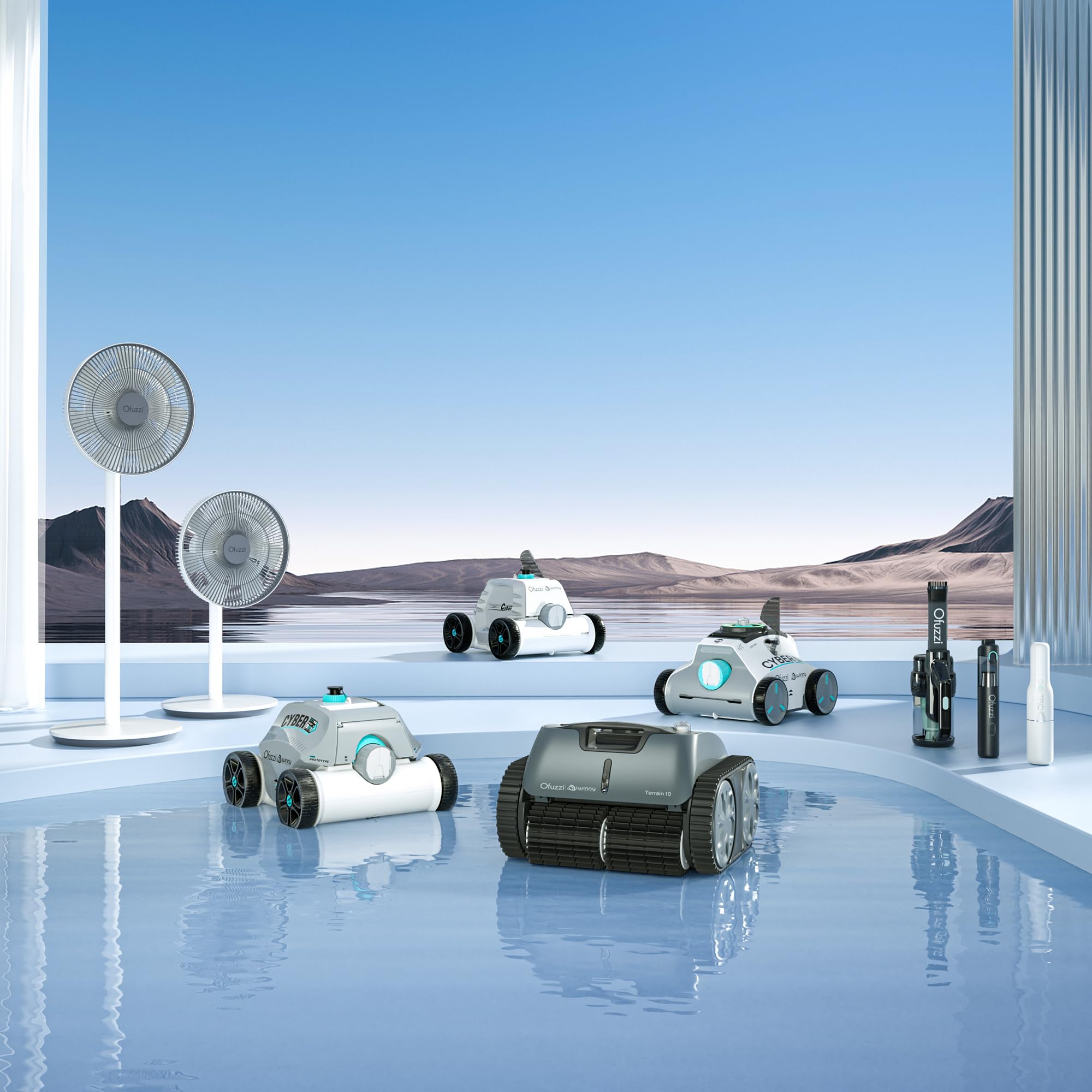 Ofuzzi Cyber 1200 Pro Cordless Robotic Pool Cleaner, Dual Navigation Path, Max.130 Mins Runtime, Stronger Suction Power Pool Robot for Above/In Ground Pools Up to 1076ft² (Blue)