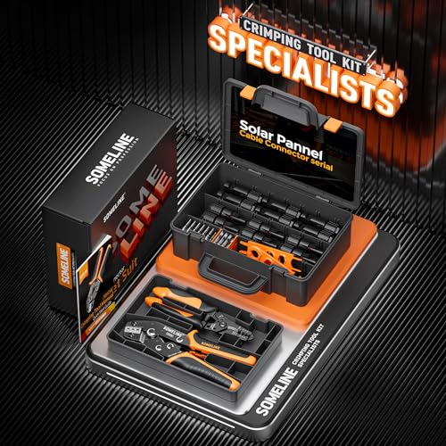 SOMELINEĀ® Solar Connector Crimping Tool Kit, 14-10 AWG Crimper for Solar Panel Cables, Tool Kit with 12 Pairs of Solar Connectors and Wrench and Stripper and Crimper, Solar Panel Connectors