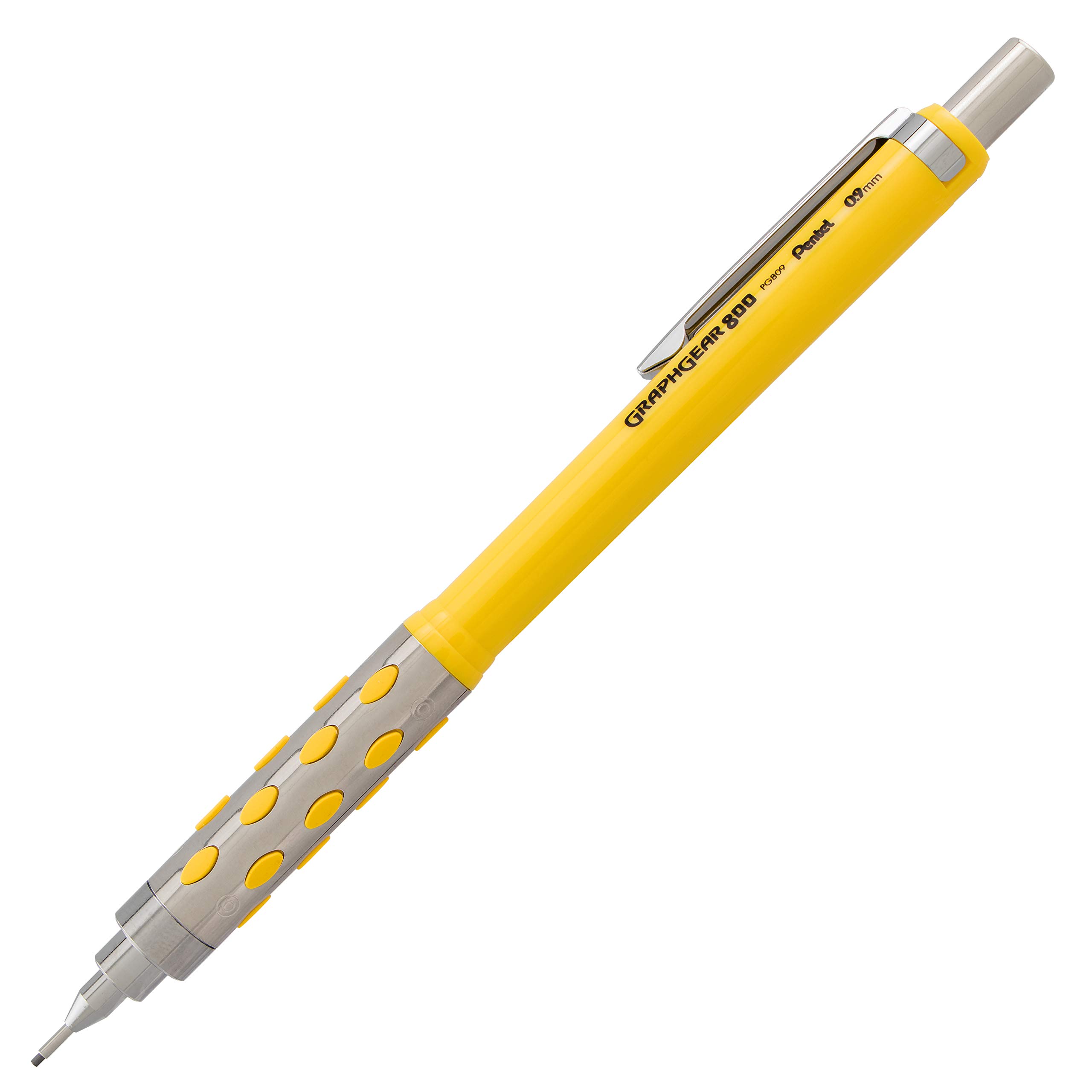 Pentel Graph Gear 800 Mechanical Drafting Pencil, 0.9mm, Yellow Barrel with Lead and Small Block Eraser (PG809LZBP)