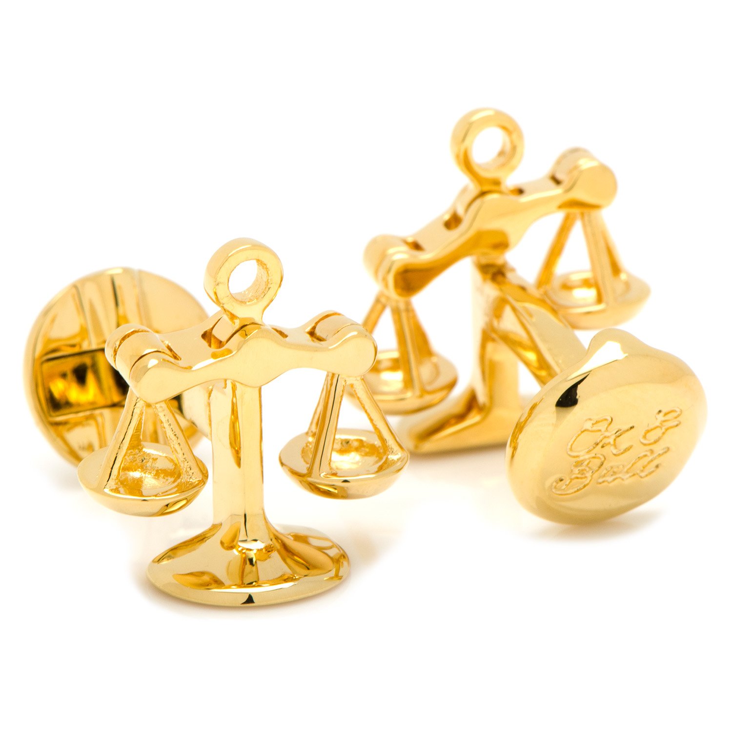 Ox and Bull Trading Co. Moving Parts Gold Scales of Justice Cufflinks