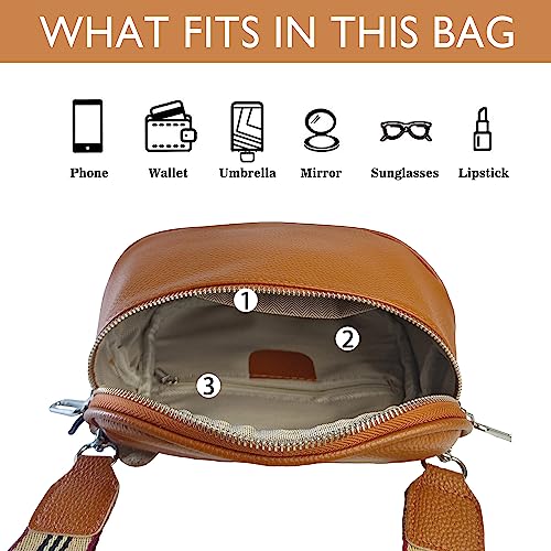 ZOSIVEB Genuine Leather Women's Crossbody Shoulder Sling Bags/Satchel Bag/Cowhide Saddle Bag/Chest Bag/Shoulder Messenger Bag (Black)