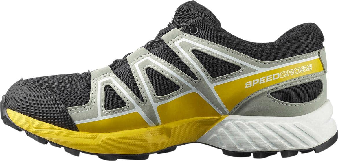 Salomon Kids Speedcross CLIMASALOMON Waterproof Trail Running Shoes, Black/Lunar Rock/Cherry Tomato, 15 US Unisex Little