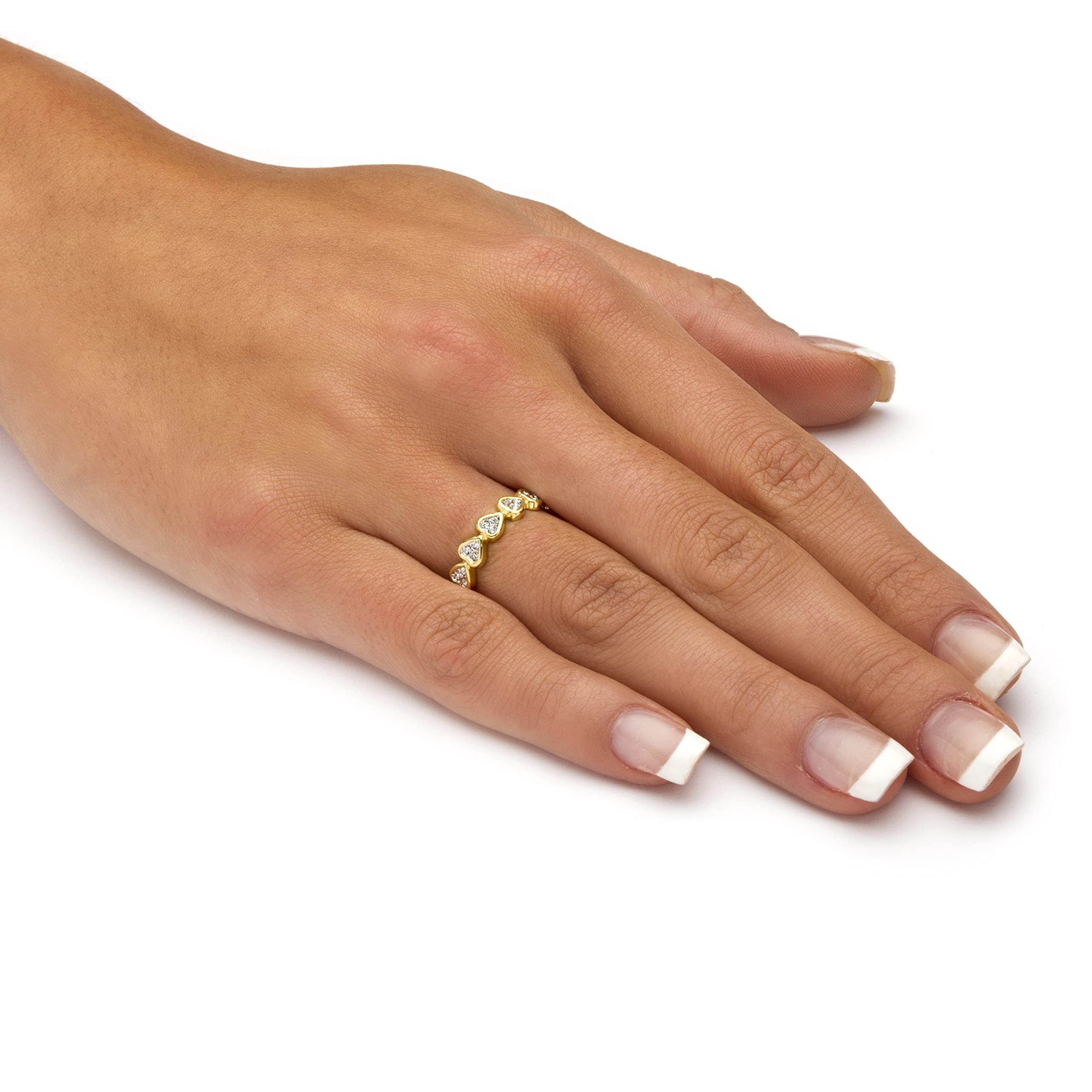 PalmBeach Yellow Gold-plated Round Crystal Eternity Heart Ring Sizes 5-10 Size 7