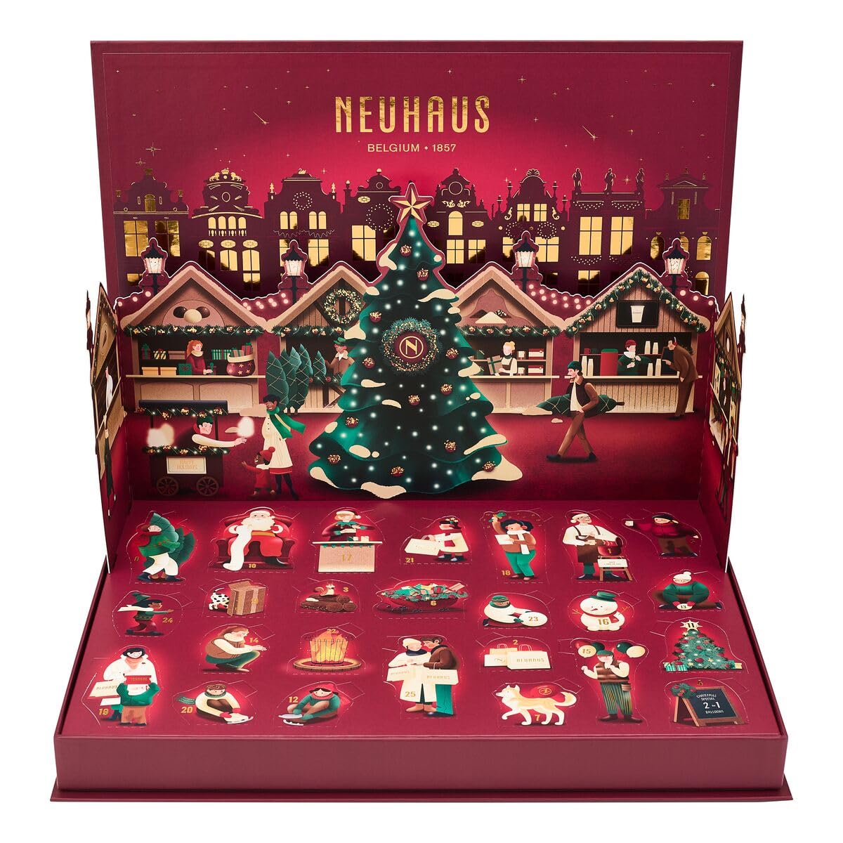 Neuhaus Belgian Chocolate 2023 Pop-up Advent Calendar – 25 Pieces Assorted Milk, White & Dark Chocolate Pralines – Christmas Gift - Gourmet Chocolate Gift